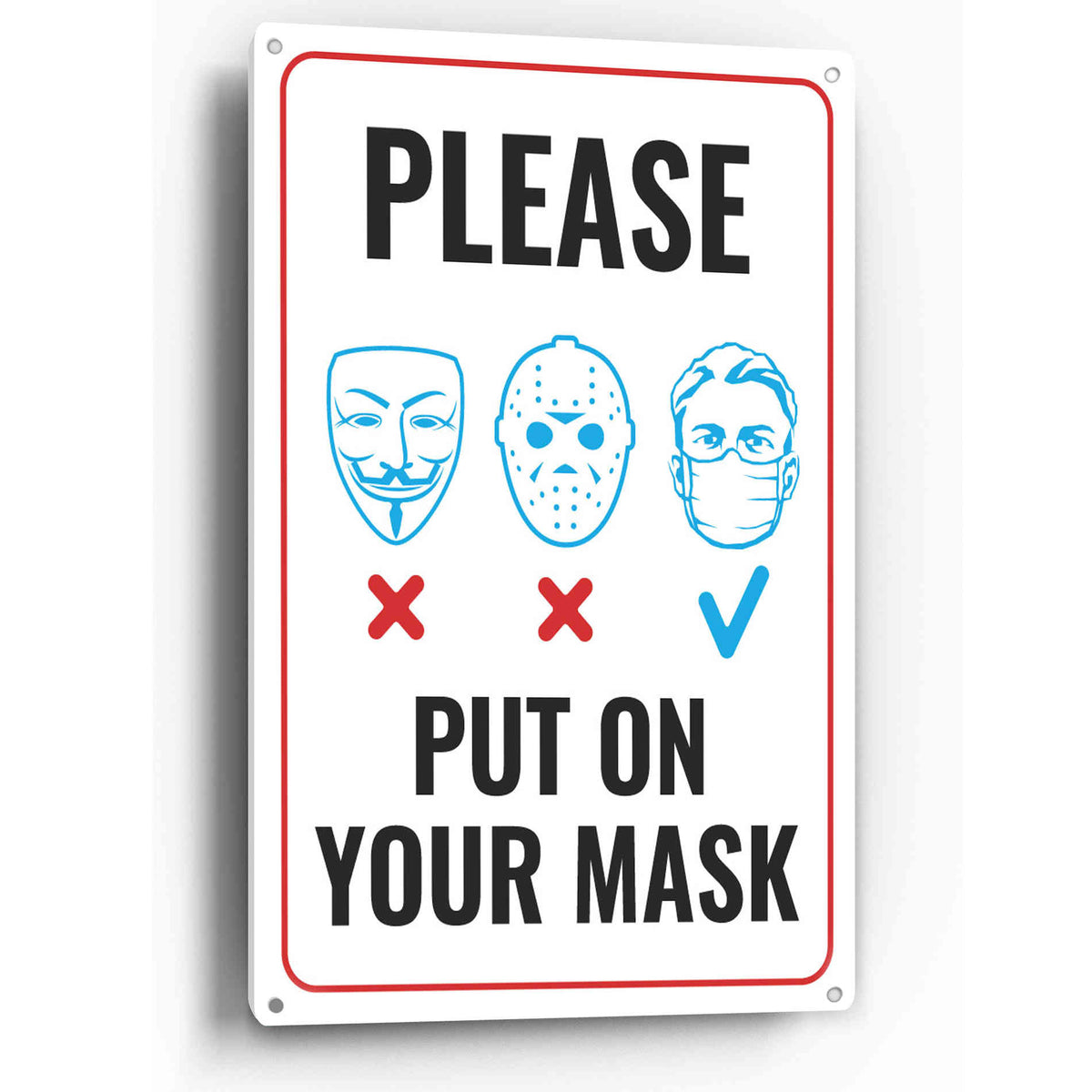 Sign Crush 'Put on Your Mask' Heavy Duty Plastic PVC Sign, Large 10x14 ...