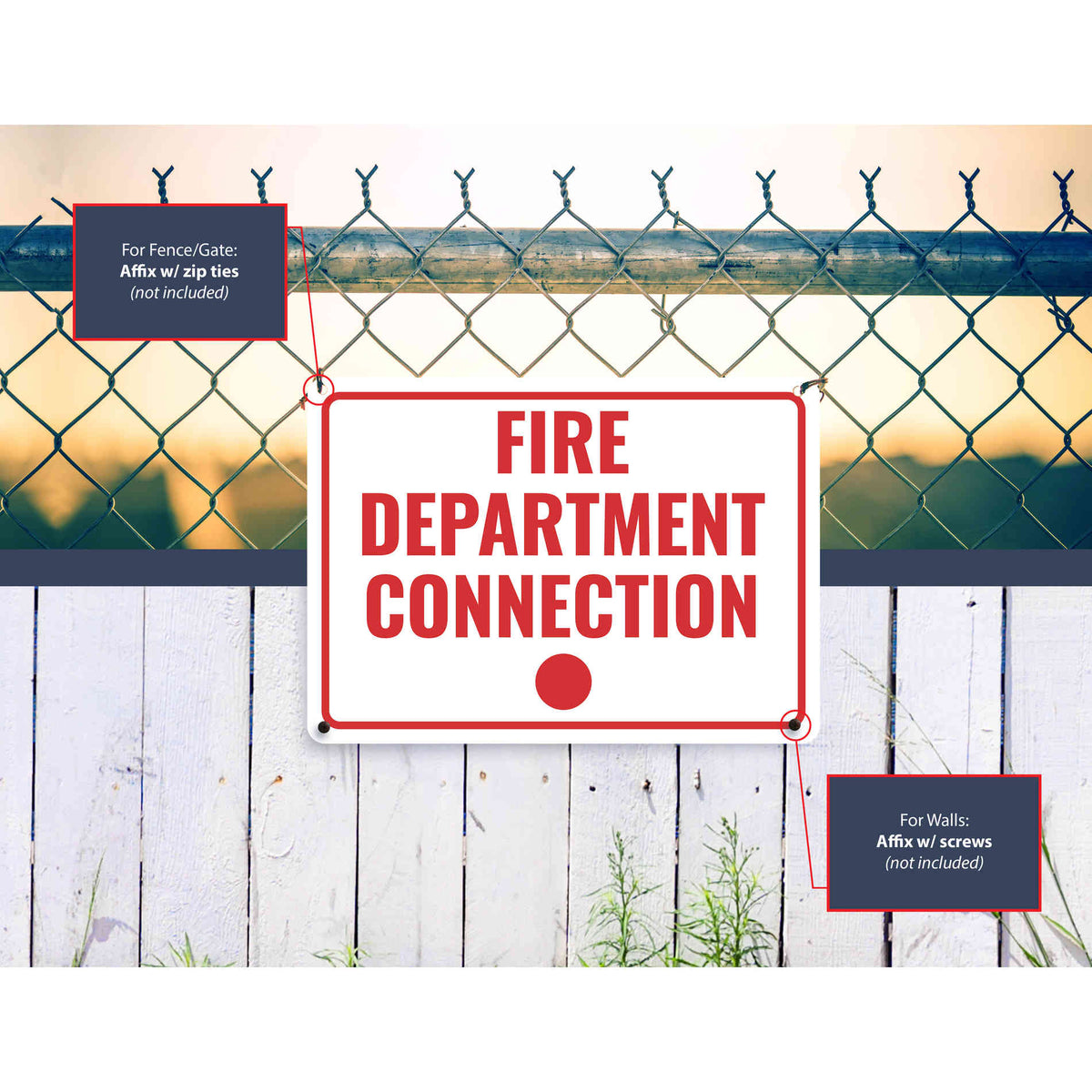 Sign Crush 'Fire Department Connection' Heavy Duty Plastic PVC Sign ...