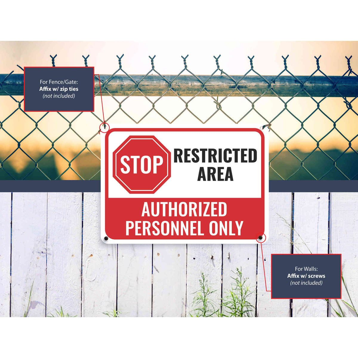 Sign Crush 'STOP Restricted Area' Heavy Duty Plastic PVC Sign, Large ...